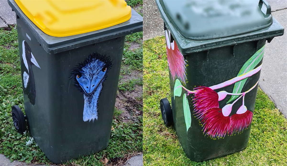 Emus and gumnuts catch waste staff’s eye in Painted Bin Competition ...